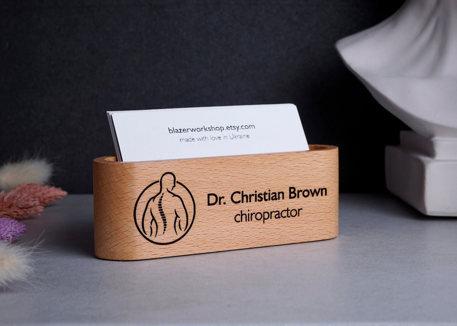 Personalized Chiropractor Gift Business Card Holder Desktop - Etsy