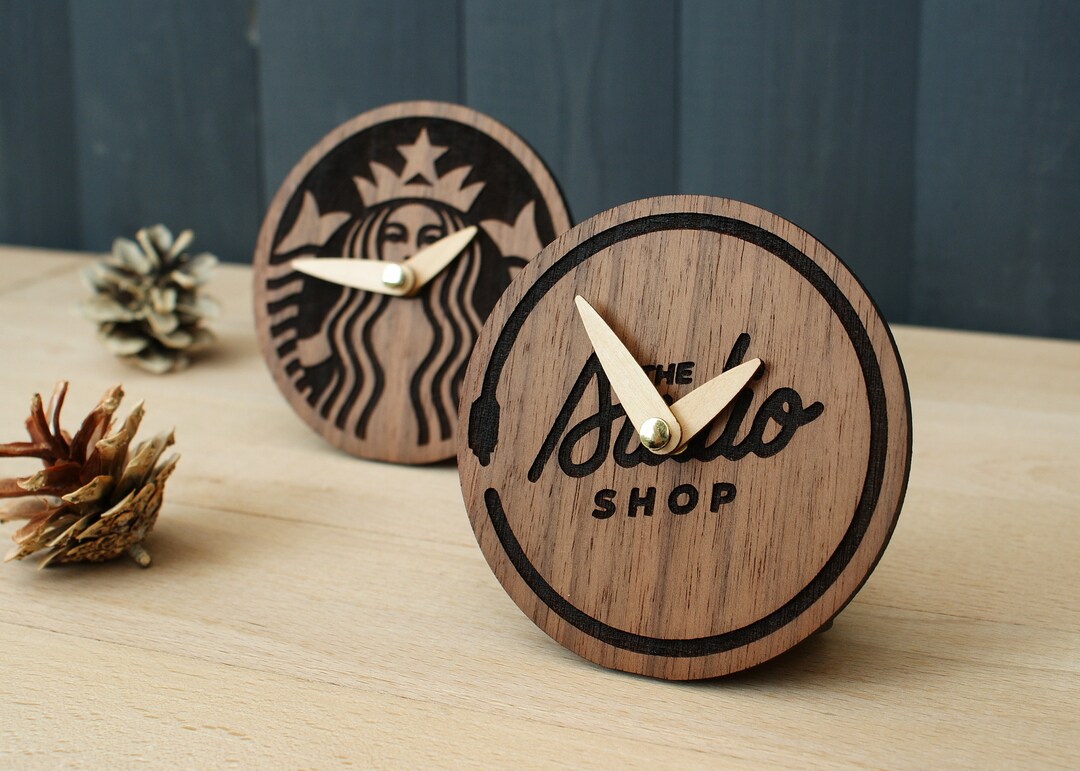 Custom Engraved Logo Clock Corporate Gifts With Logo Clock Wooden Desk ...