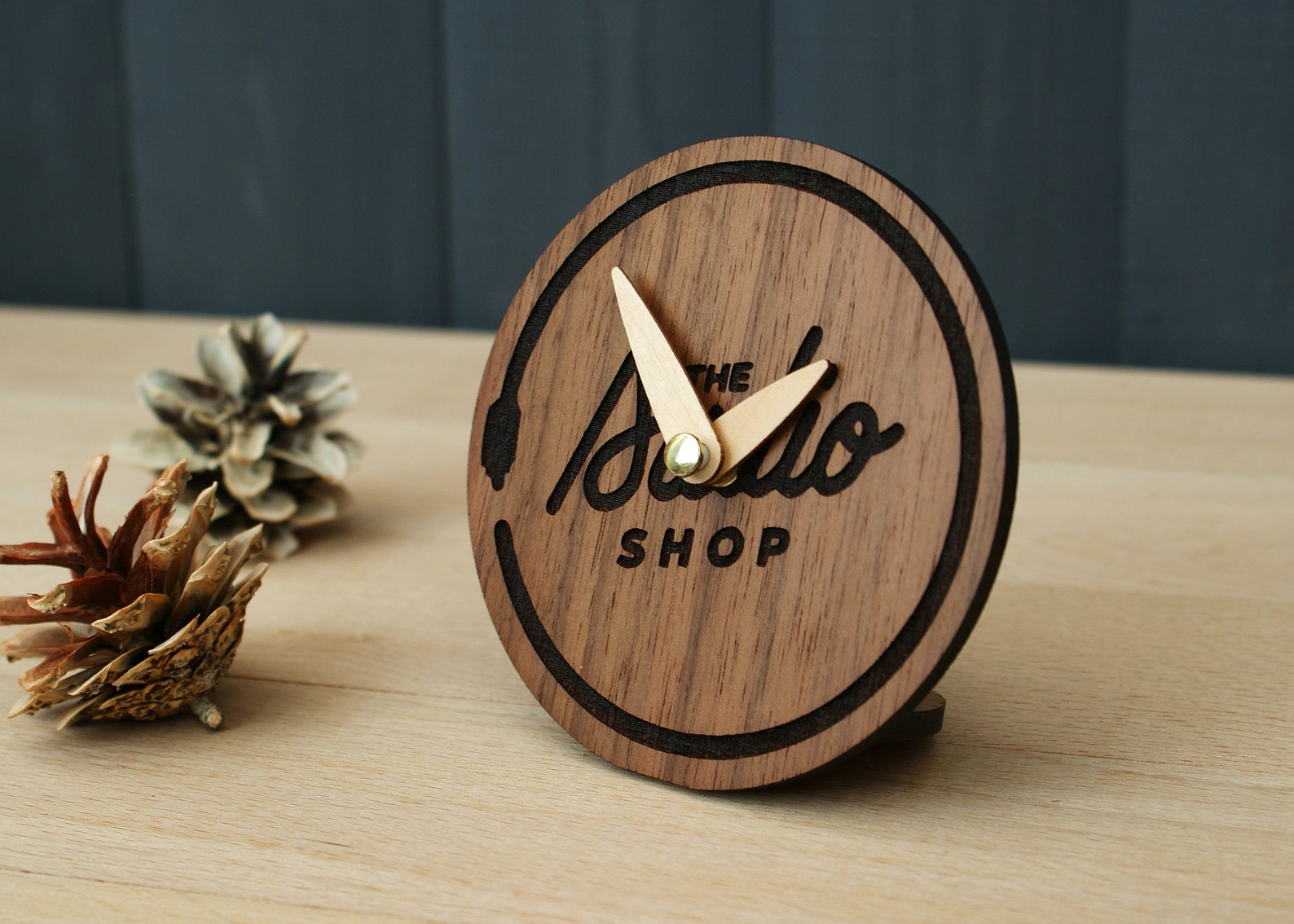 Custom Engraved Clock Corporate Gift Company Logo Clock Wood Desk Clock ...