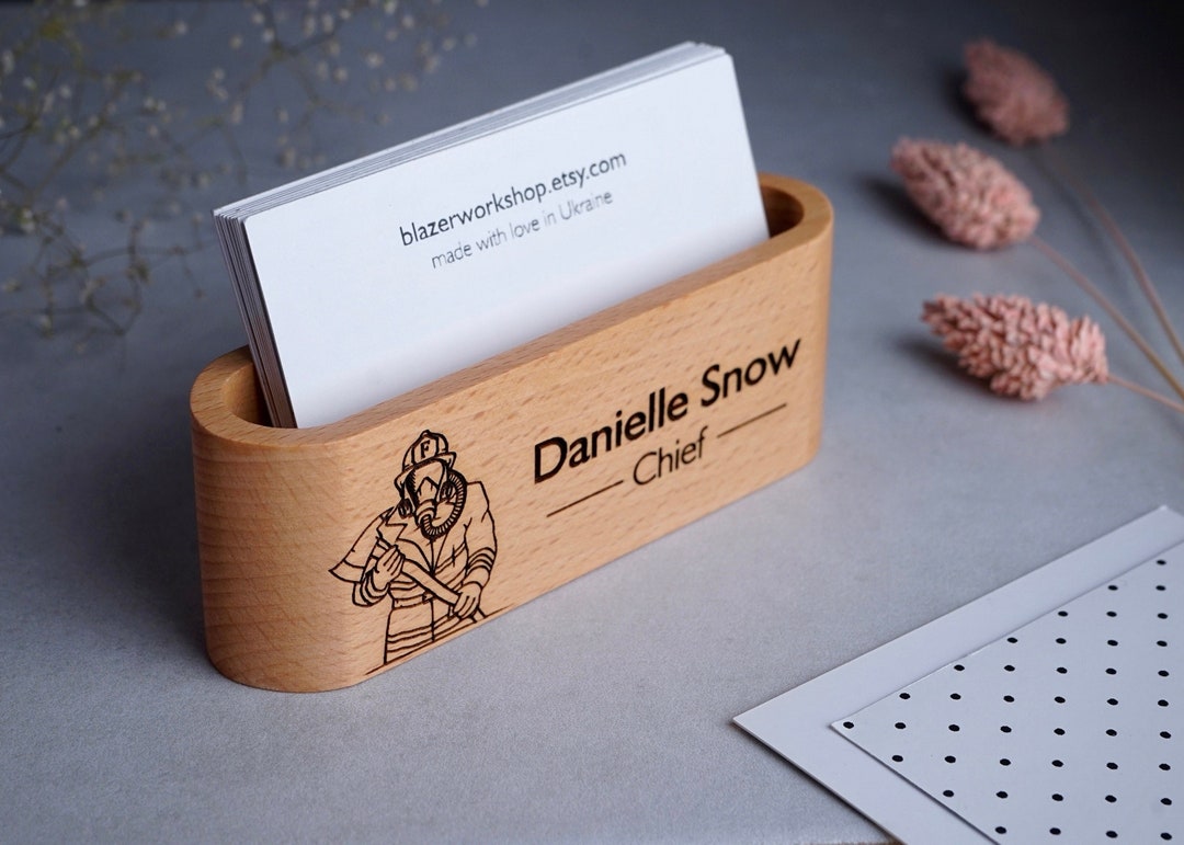 Fire Chief Gift Personalized Firefighter Gift Desktop Business Card ...