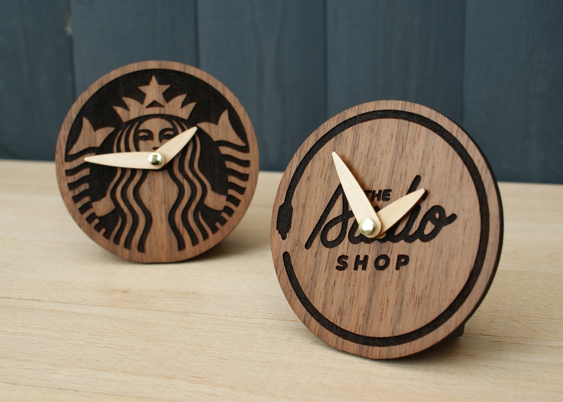Custom Engraved Logo Clock Corporate Gifts With Logo Clock Wooden Desk ...