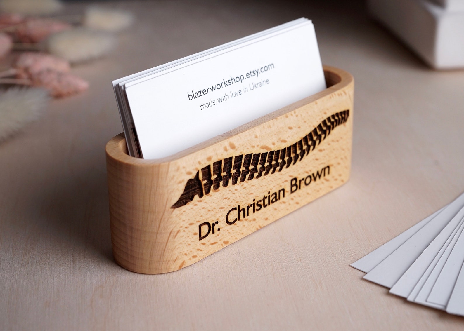 Personalized Chiropractor Desktop Business Card Holder Masseur - Etsy