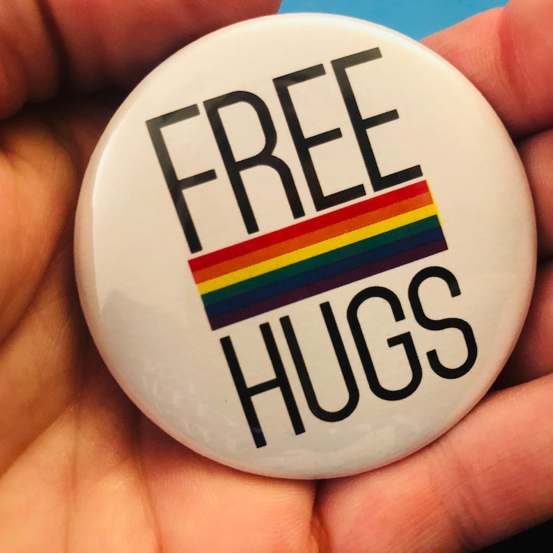Free Hugs LGBTQ Rainbow Pride Button 2.25 Pinback Pin - Etsy