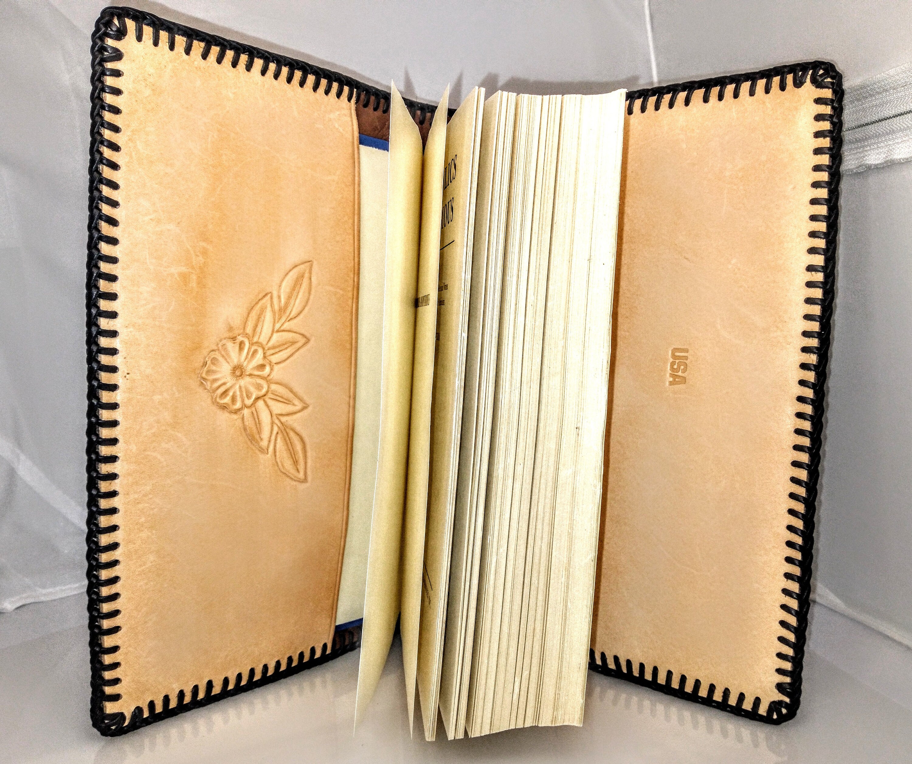 Hand Carved Leather AA Big Book Cover: Floral Design - Etsy