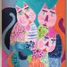 Tableau Chats colorés Tableau moderne chats abstraits | Etsy