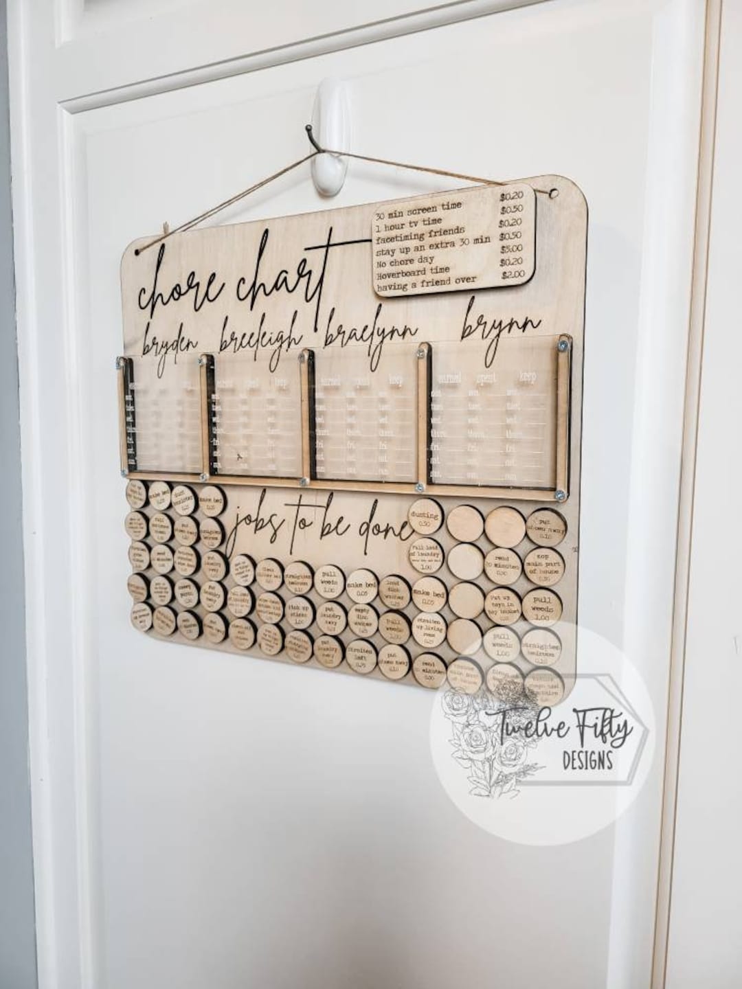 Chore Chart for 1,2,3,4 Kids, Glowforge, Laser Cut File, SVG, PDF - Etsy