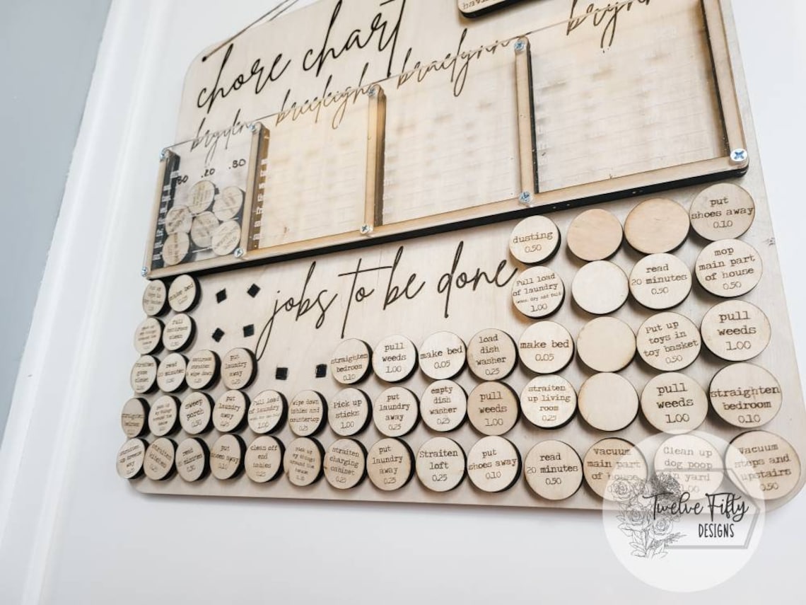 Chore Chart for 1234 Kids Glowforge Laser Cut File SVG - Etsy