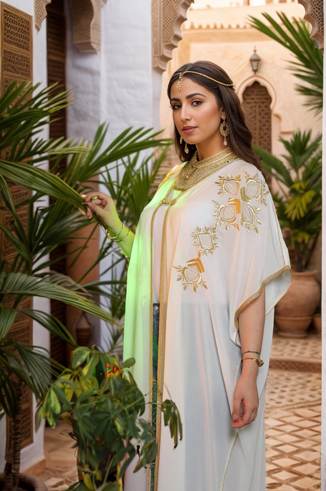 Black and White Moroccan Chiffon Capes Stylish Lightweight Cover-up ...