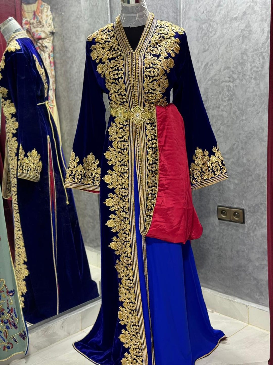 Royal Blue Moroccan Kaftan Dress, Blue Kaftan for Women, Islamic Nikkah ...