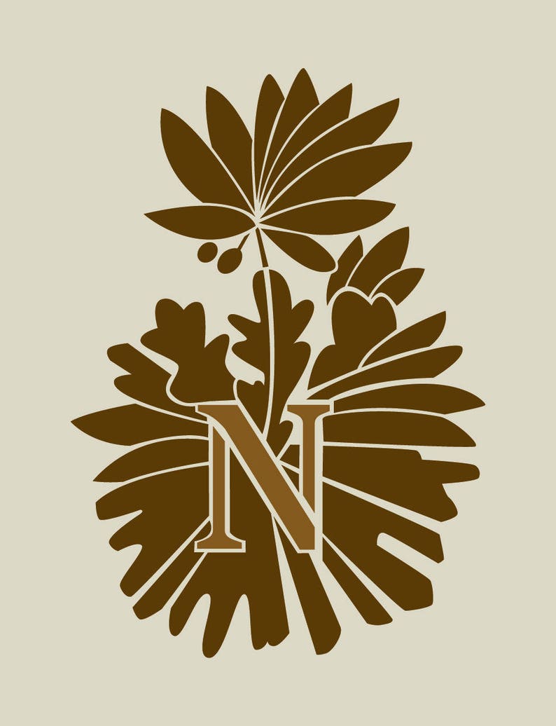Napoleon. N Floral Decoration. Adhesive Vinyl Stencil Any Medium (ref ...