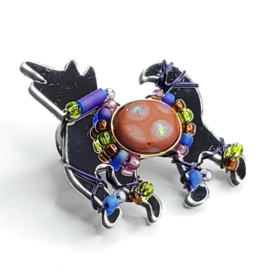 Liztech Howling Wolf Dog Wire Wrapped Beaded Lapel Pin Brooch - Etsy
