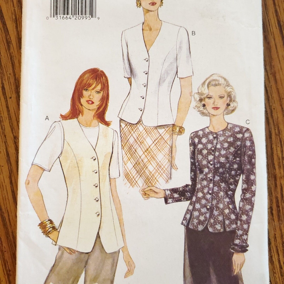 90s Vogue Pattern 9173 Princess Seam Top Blouse Button Front Front Slit ...