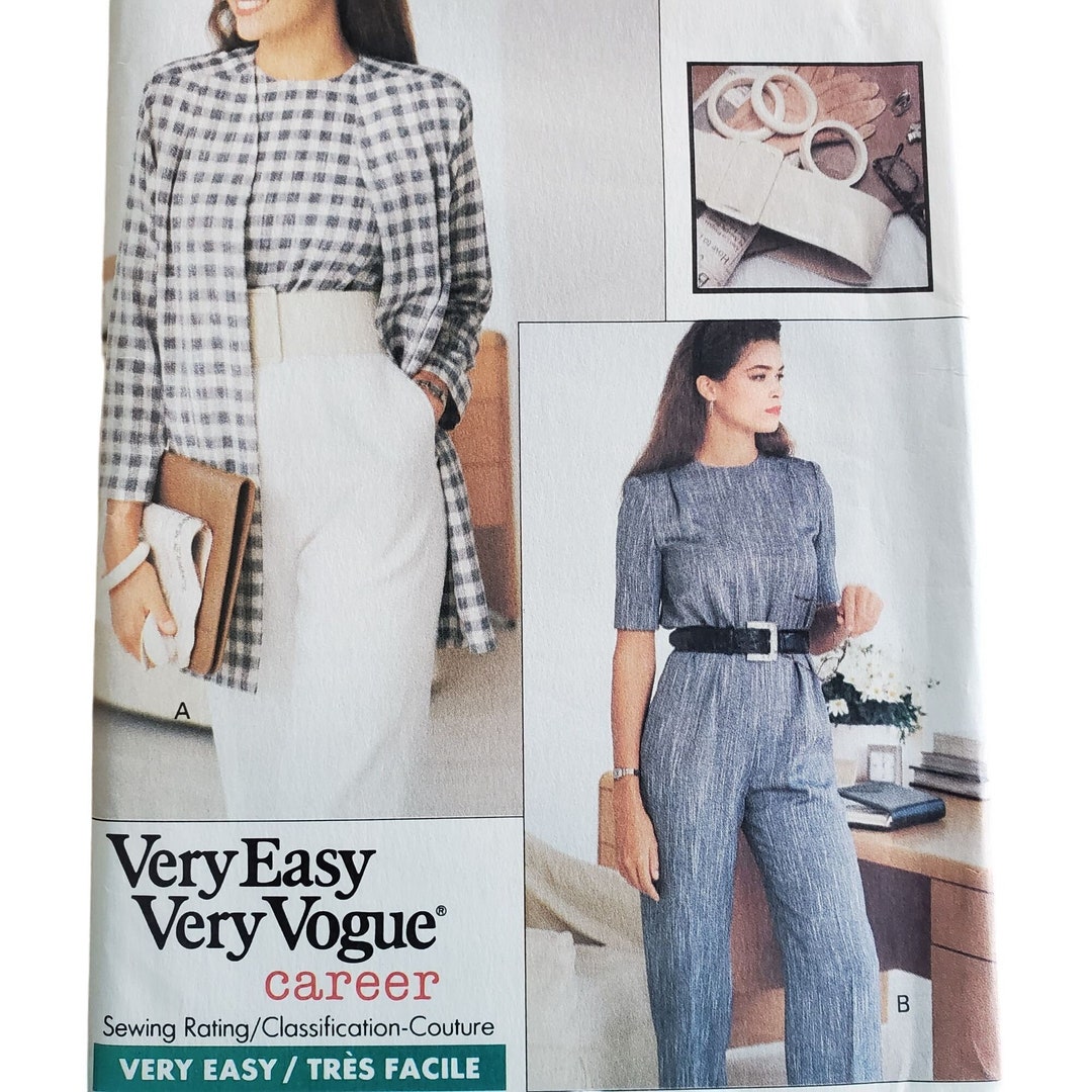 Vintage 80s Vogue Pattern 7452 Uncut Jumpsuit Jacket 8 10 12 - Etsy