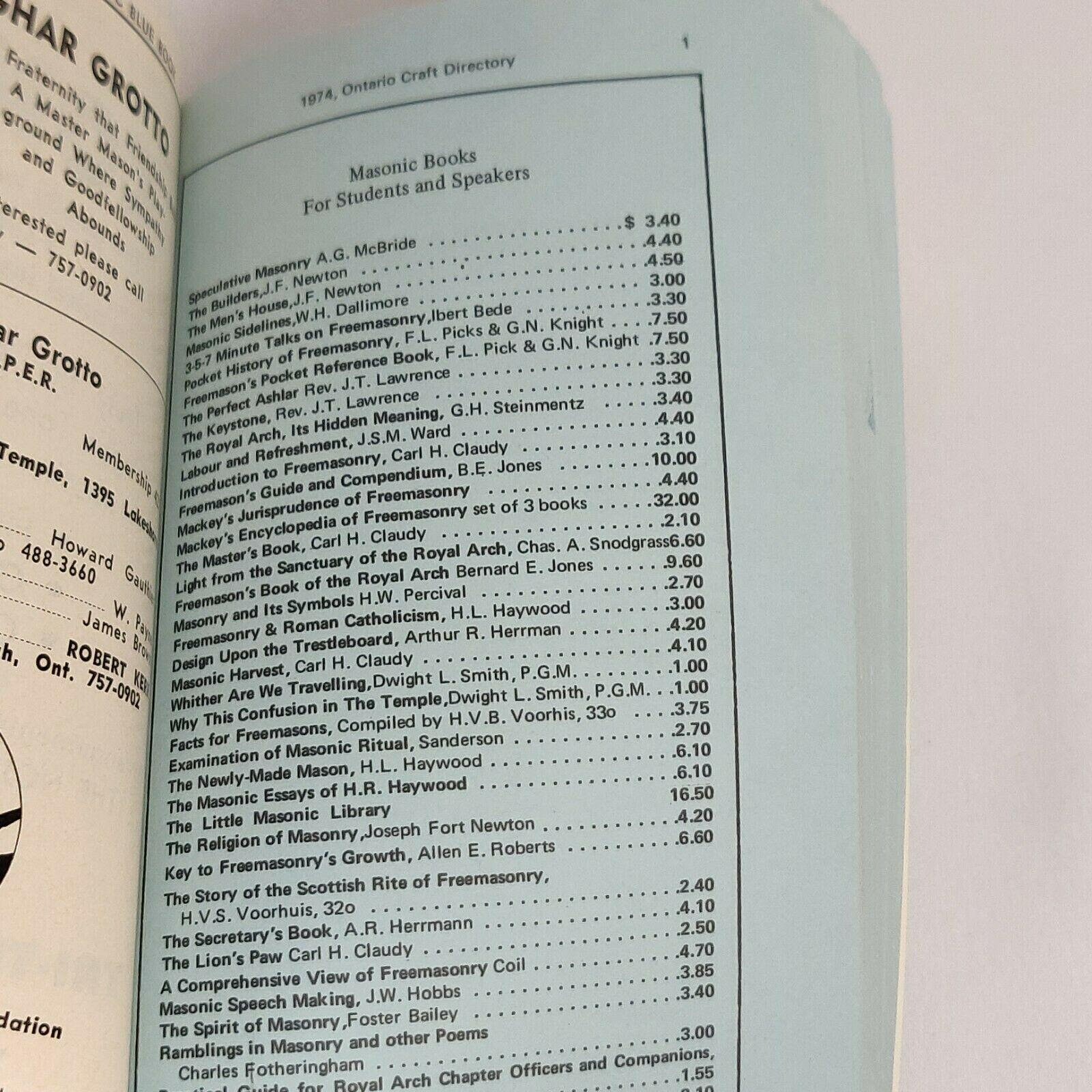Toronto Masonic Blue Book 1974 Craft Directory Officer Temple Meeting ...
