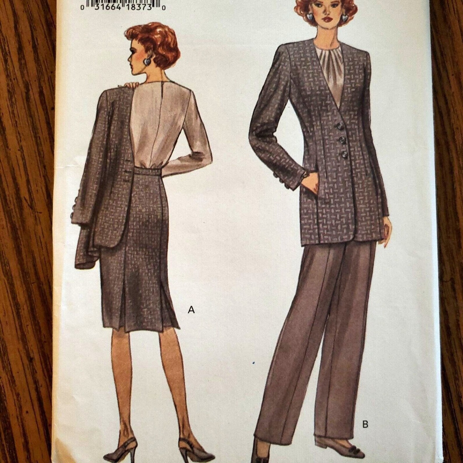 90s Vogue Pattern 8888 Semi Fitted Below Hip Jacket V Neck Skirt Pants ...