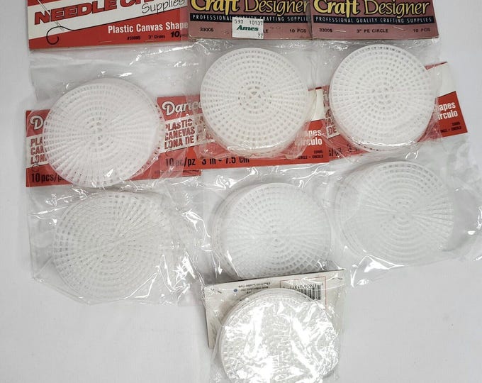 Darice Plastic Mesh Canvas Circles 3" Clear 70pc Hand Stitching ...