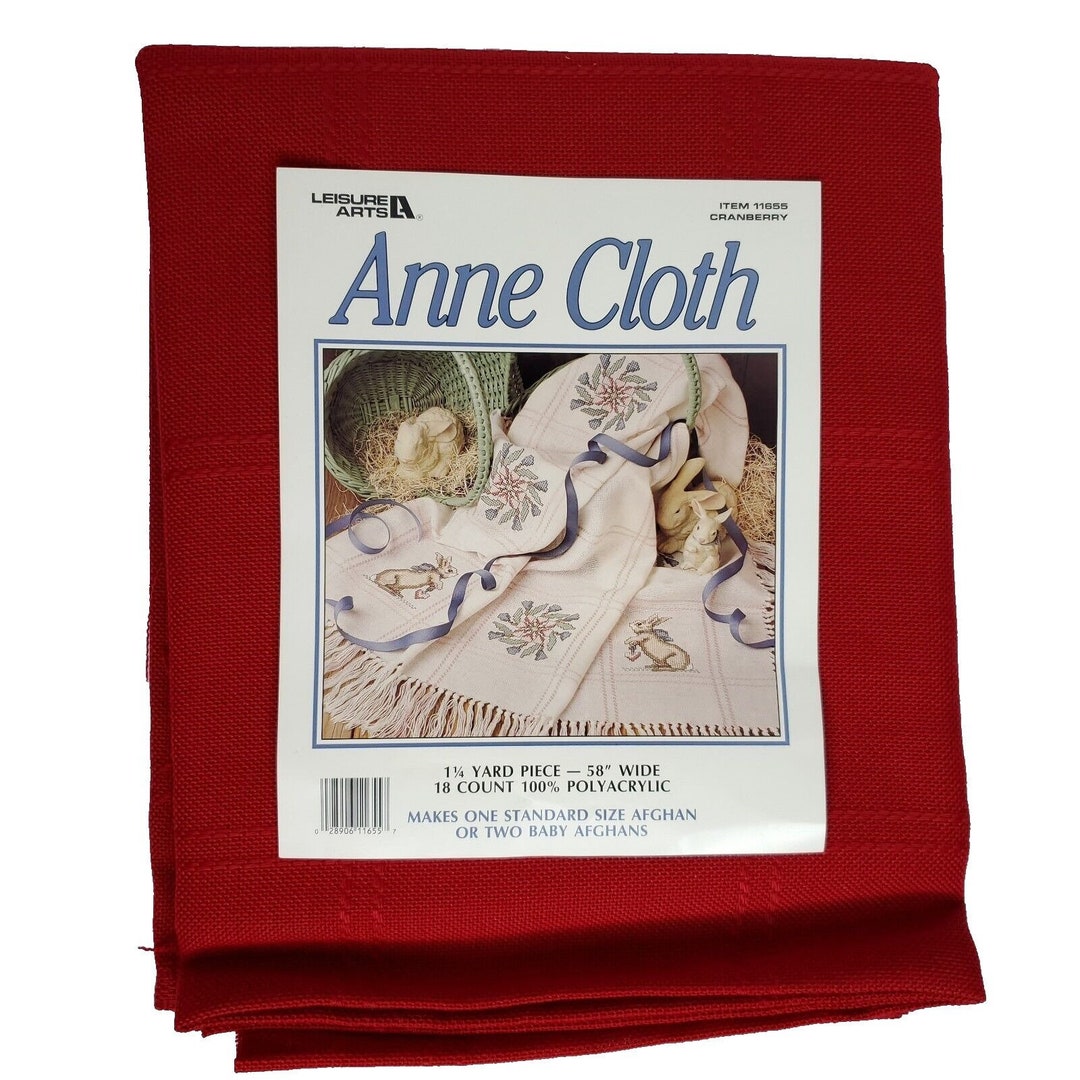 Leisure Arts Anne Cloth Afghan Cranberry Red 18 Ct Cross Stitch 1.25yd ...