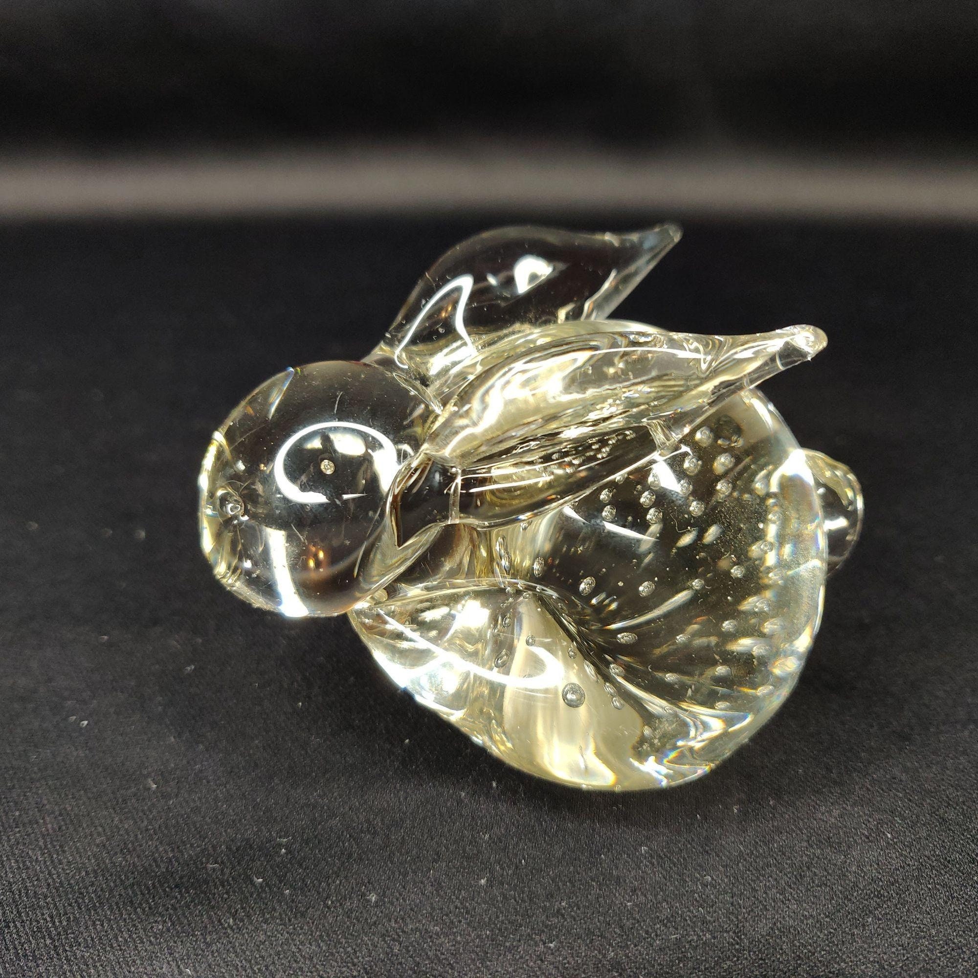 Vintage Glass Bunny Rabbit Paperweight Art Glass Controlled Bubbles ...