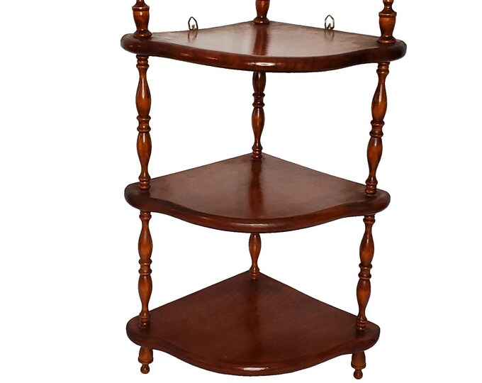RESERVED*** Vintage Wood Spindle Corner Hanging Standing 3 Tier Wood ...