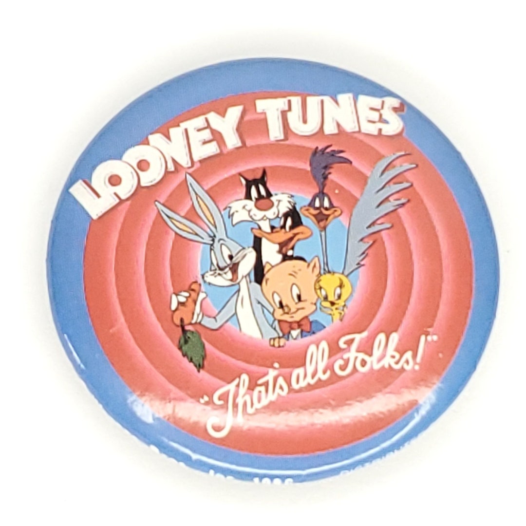 Vintage 1986 Looney Tunes Bullseye Button Pin Bugs Bunny Sylvester ...
