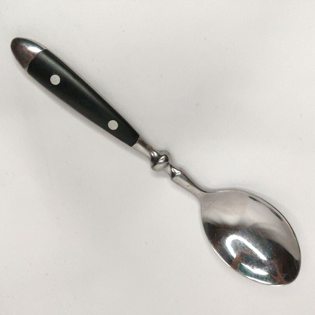 Stainless Flatware Black Wood Handle Soup Spoon - Etsy