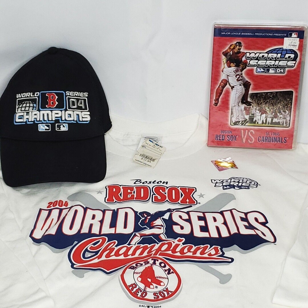 2004 MLB Boston Red Sox World Series Champion T Shirt Ball Cap DVD Dad ...