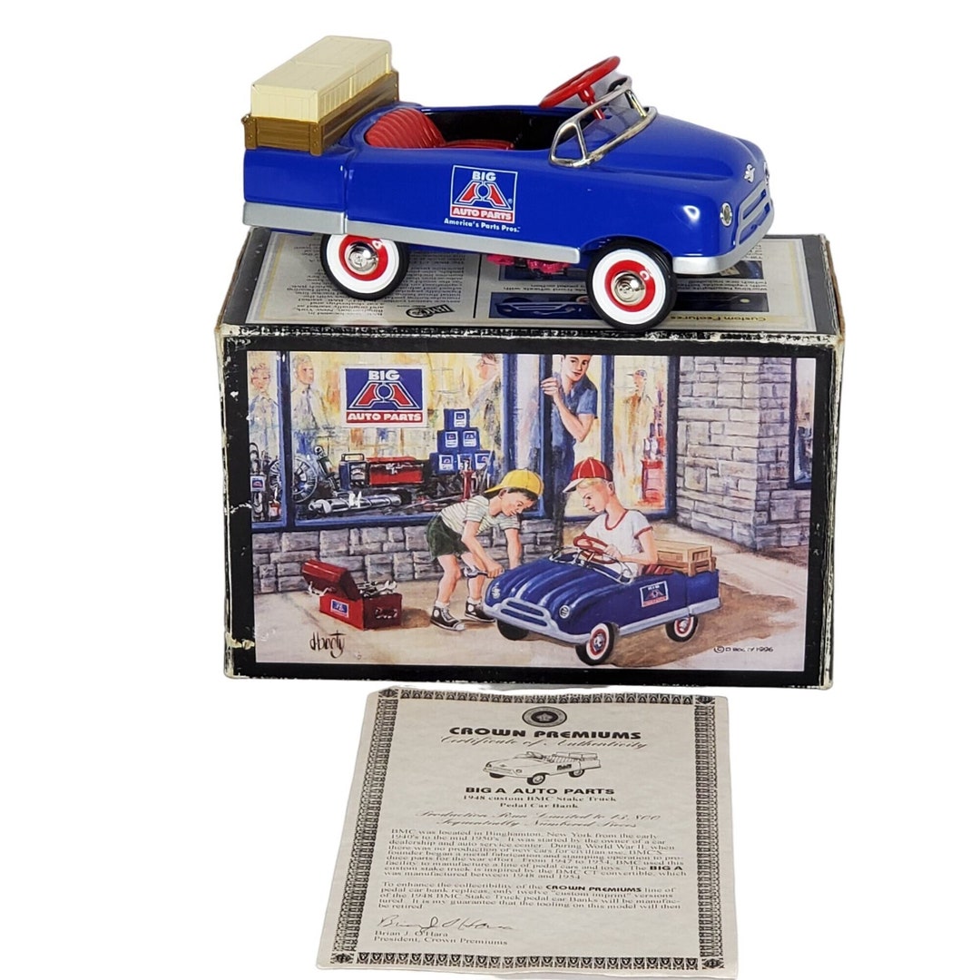 Die Cast Pedal Car 1:6 1948 BMC Stake Truck Bank Big A Auto Parts Crown ...
