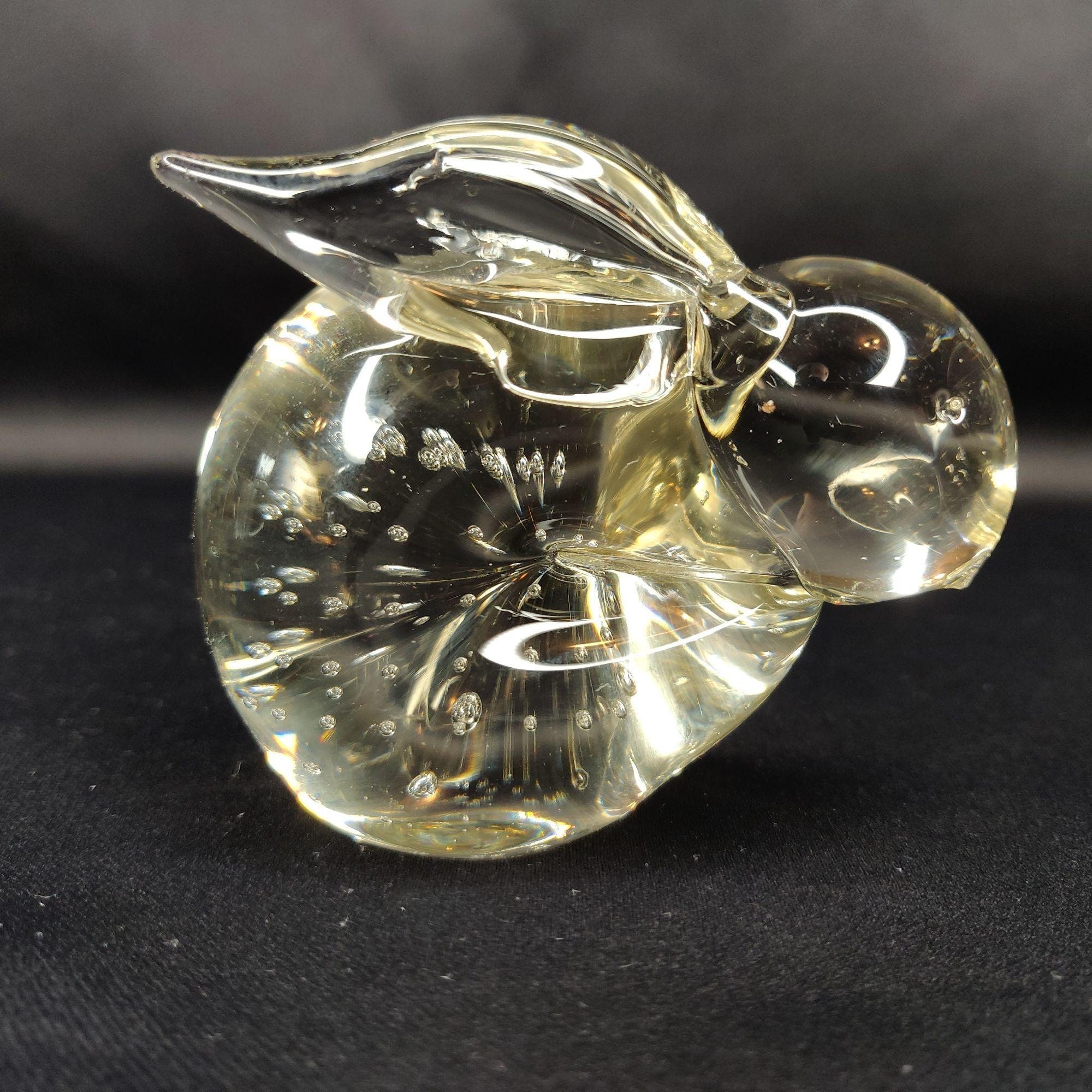 Vintage Glass Bunny Rabbit Paperweight Art Glass Controlled Bubbles ...