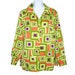 Vtg 60s 70s Pykettes Groovy Disco Mod Blouse L Long Sleeve Green Orange ...