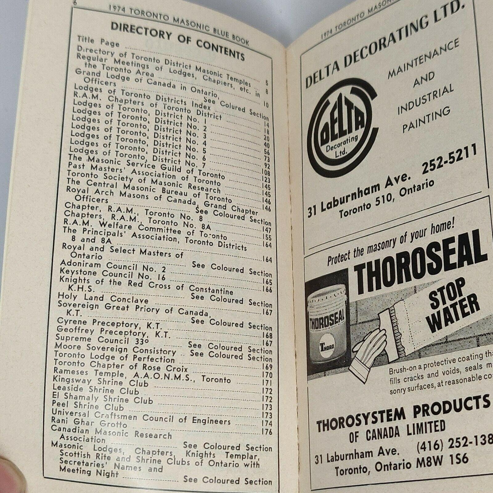 Toronto Masonic Blue Book 1974 Craft Directory Officer Temple Meeting ...