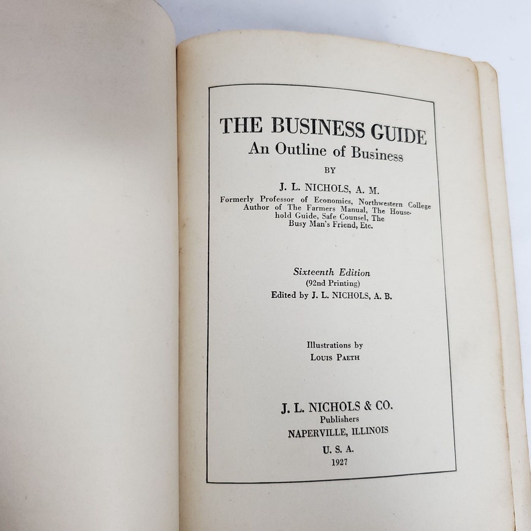 1927 the Business Guild an Outline J L Nichols Reference Legal Info ...