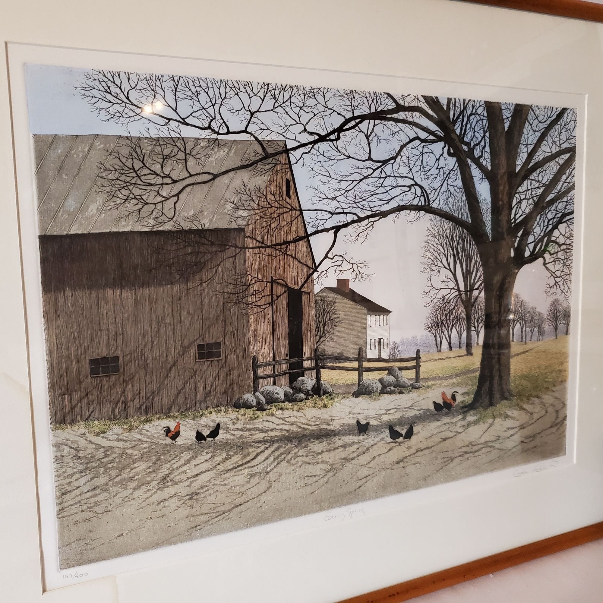 Carol Collette Etching Watercolor Early Spring Farmhouse Barn - Etsy
