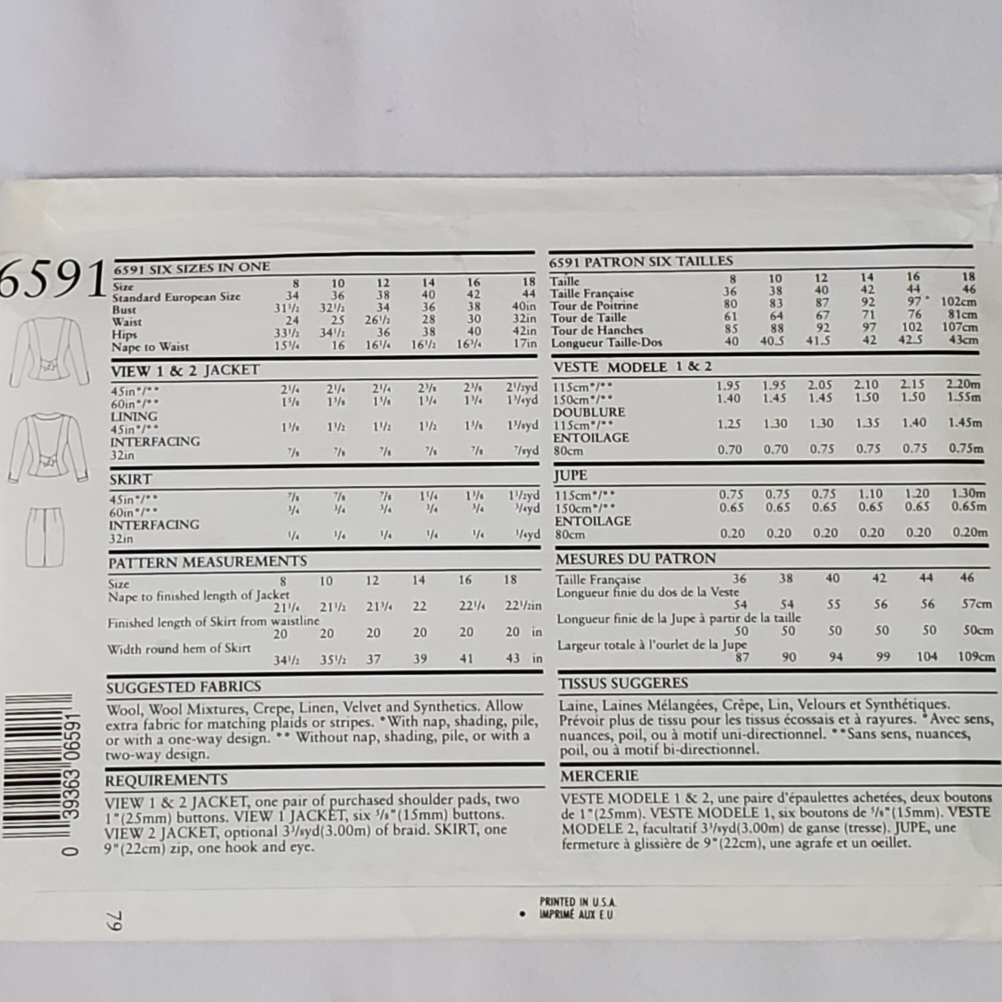 Vintage 80s Simplicity New Look Pattern 6591 Career Skirt Suit Sz 8-18 ...