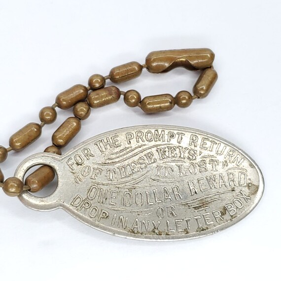 Vintage Key Fob "One Dollar Reward" Return of These K… - Gem