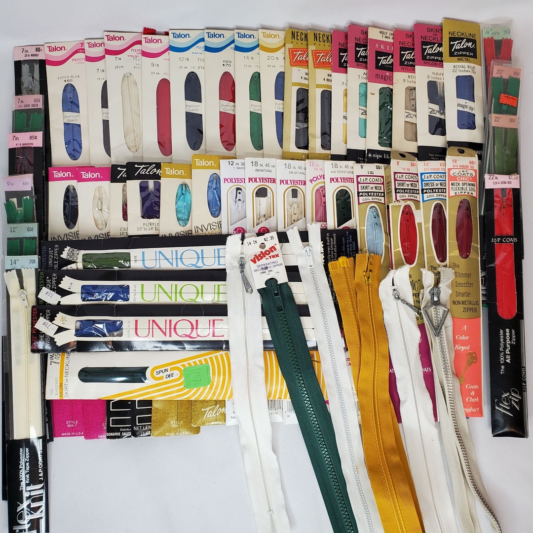 50 NEW Vintage Zippers Talon J&P Coats Unique Misc Sizes Colors ...