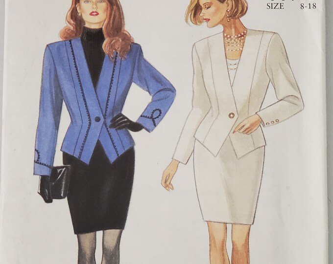 Vintage 80s Simplicity New Look Pattern 6591 Career Skirt Suit Sz 8-18 ...