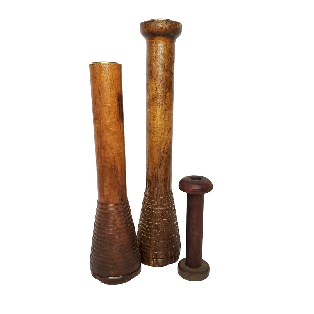 3 Primitive Wood Thread Beehive Bobbin Spools Spindles Americana Decor - Etsy