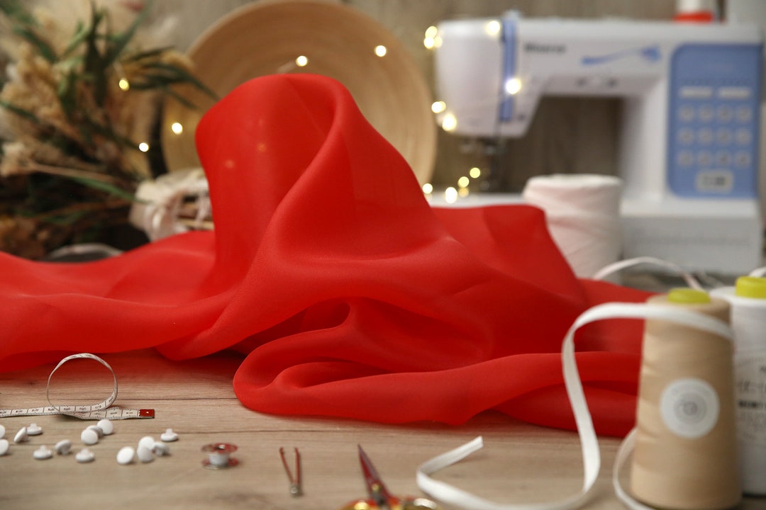 3m Width elite Red Soft and Matte Organza by the Yard, Red Premium ...