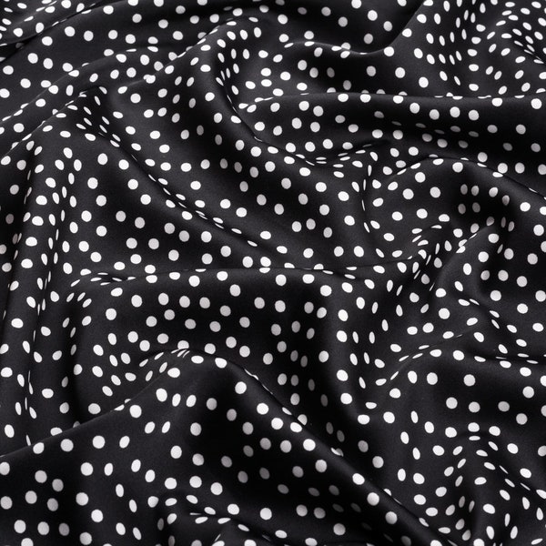 Black With Tiny White Polka Dot Fabric - Etsy