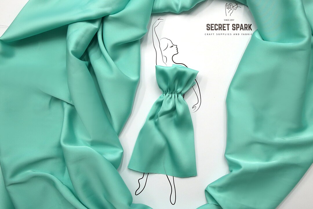 Mountain Mint Silk Satin Fabric by the Yard for Dressmaking, Lining ...