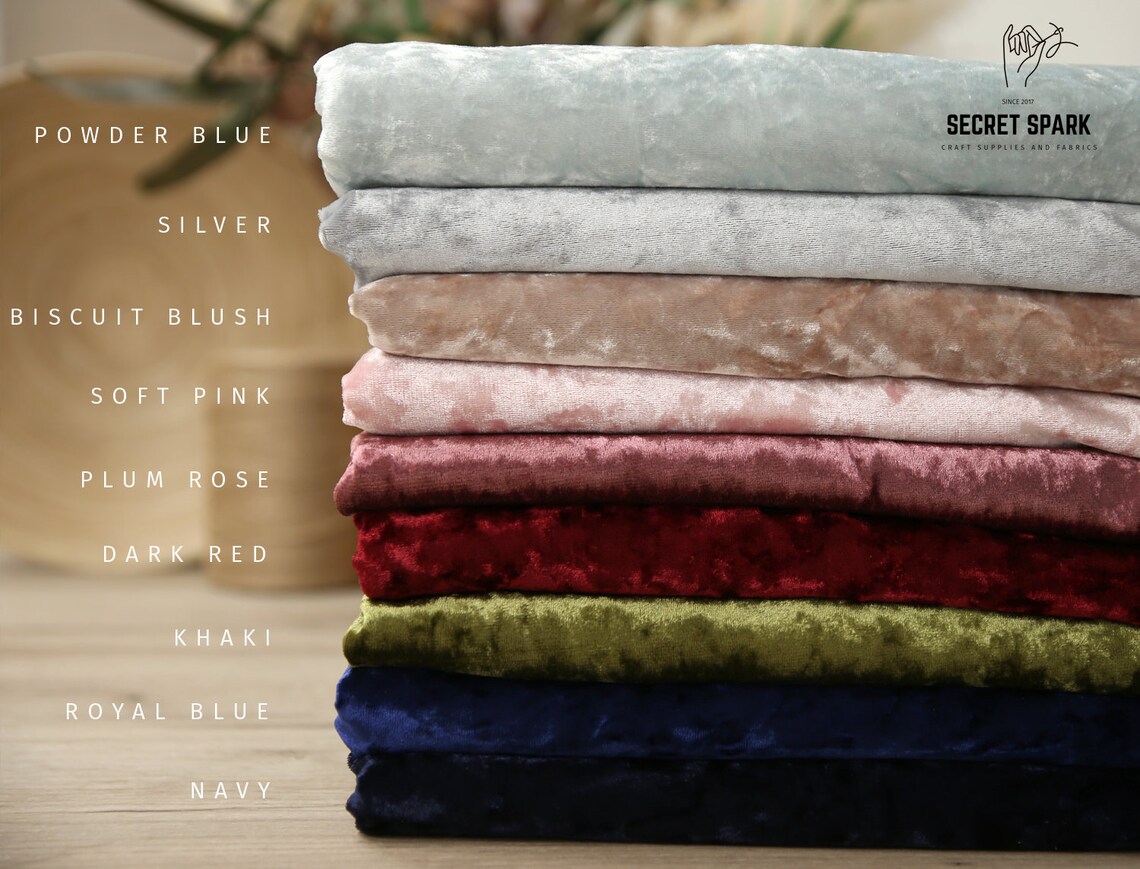 Dark Red velvet fabric by the yard Lux red velour fabric with | Etsy