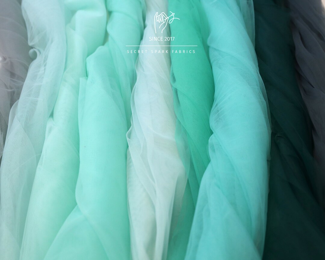 Mint Green Tulle Palette, Soft Tulle Fabric by the Yard, Matte Prom ...