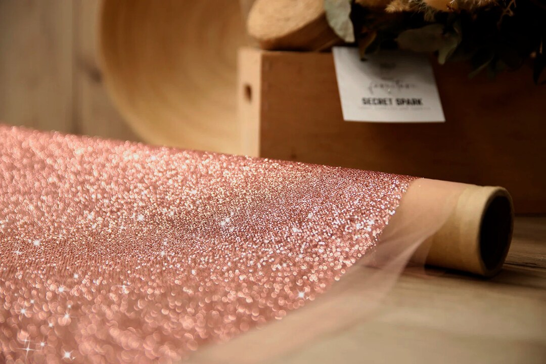 Tela de tul brillante de color oro rosa de moda cortada a medida, tela ...
