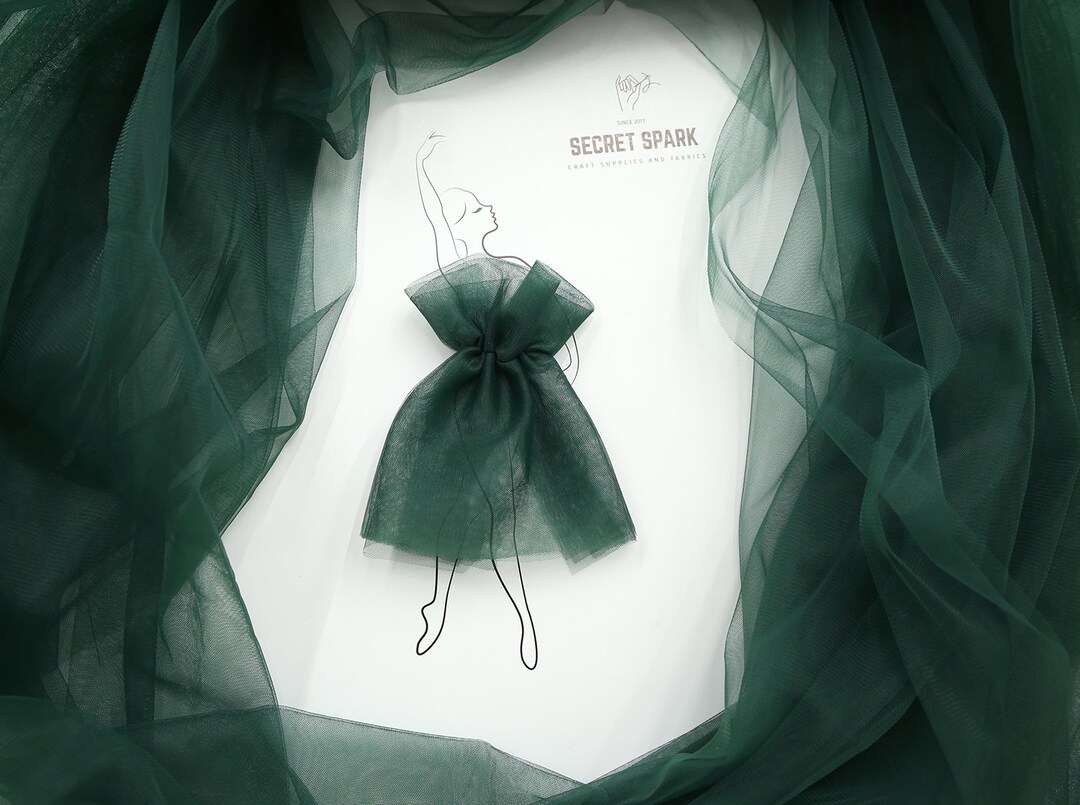 Bottle Green Tulle Fabric, muse Green Tutu Fabric, Green Tulle Mesh ...
