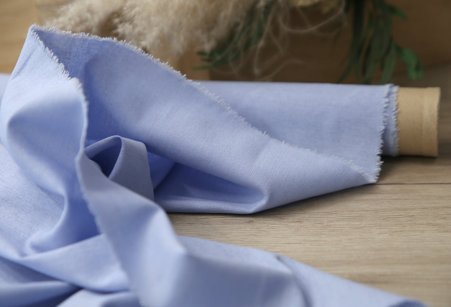 Sky Blue linen fabric by the yard 18 linen cotton blend | Etsy