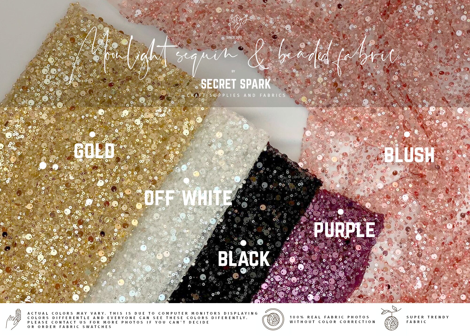 Off White Sequin Fabric