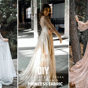 Rose Gold Stunning Beaded Fabric by the Yard, princess Sequined Fabric ...