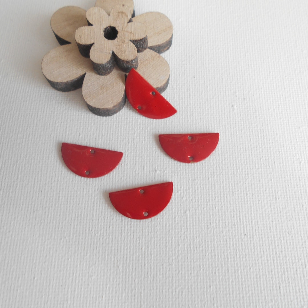 X4 Enameled Sequins Red Half Circle Connector 21x10 Mm - Etsy