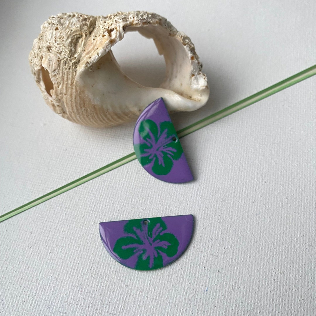 X2 Sequins Enamelled Half Moon Green and Purple 30x15 Mm 2 Faces - Etsy
