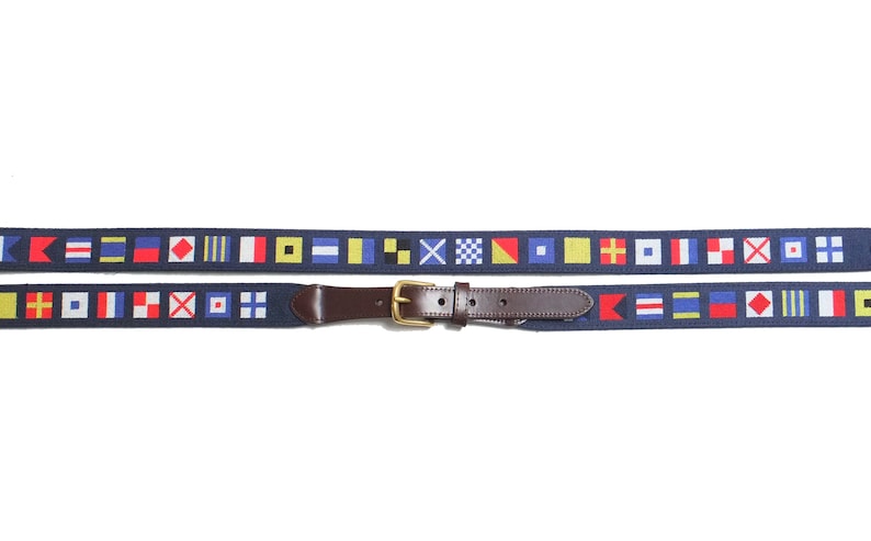 Nautical Flag Needlepoint Belt With Genuine Leather -boating / Sailing ...